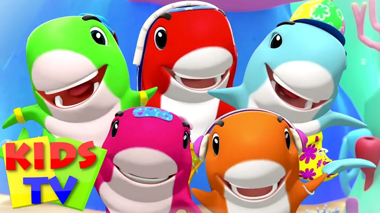 Five Little Baby Sharks | Finger Family Song + More Nursery Rhyme ...