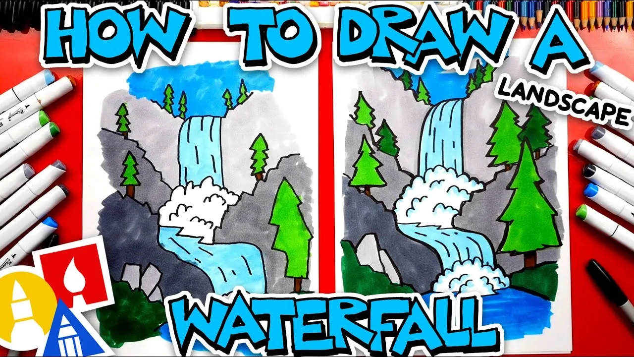 How To Draw A Waterfall Landscape Campyoutube Draw Withme Classx