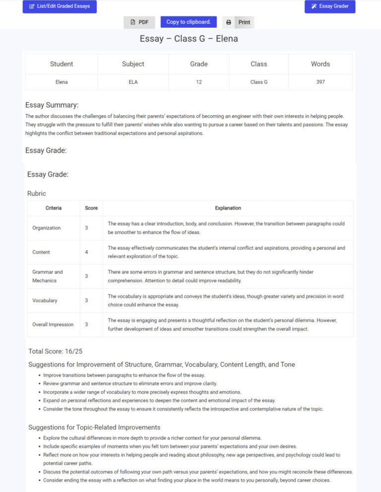 AI Essay Grader - ClassX